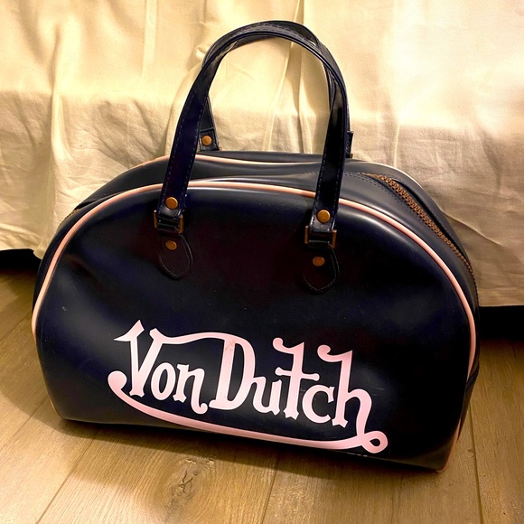 Von Dutch | Bags | Rare Von Dutch Vintage Vinyl Duffel Bag Blue And ...